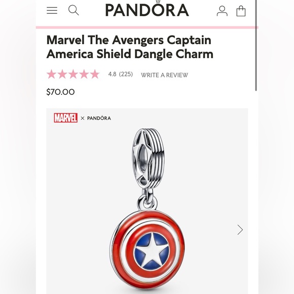 Pandora | Jewelry | Nwot Pandora X Marvel The Avengers Captain America ...